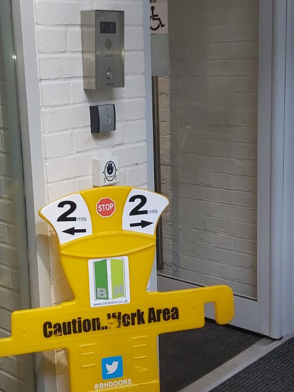 Contactless automatic door installed at The Malthouse - Call BH Doors.